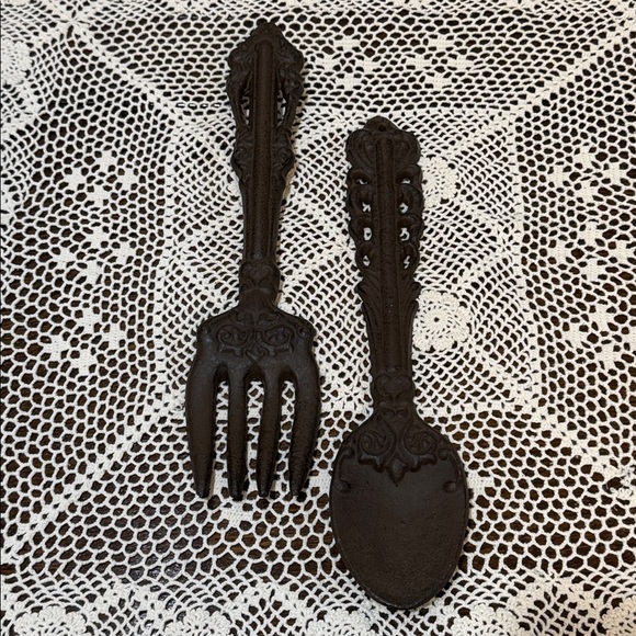 Wall Decor | Kitchen Wall Decor Cast Iron Fork Spoon Utensils Farmhouse ...